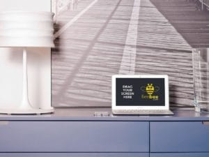 MacBook Air in the living room | Free Mockup