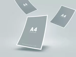 Floating A4 Paper Mockup | The Free Mockup