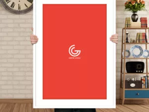Man Holding Frame | The Free Mockup