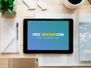 iPad Air With Envelope on Table Mockup | The Free Mockup