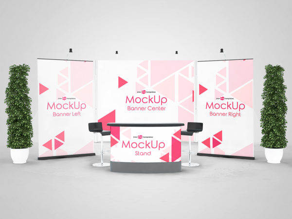3 Exhibition Stand Mock-ups Free in PSD
