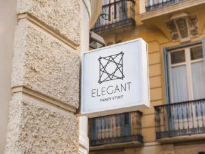 Mockup White Shop Sign | The Free Mockup