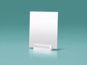 Glass Stand Display A5 Paper Free Mockup | The Free Mockup