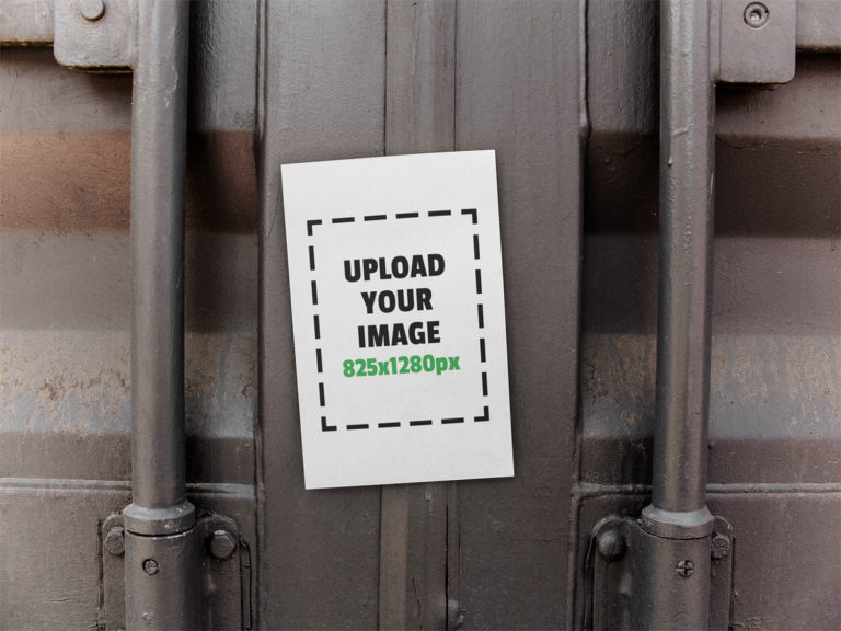 Half-Letter Flyer Template Mockup on a Container Edge | Free-Mockup.com