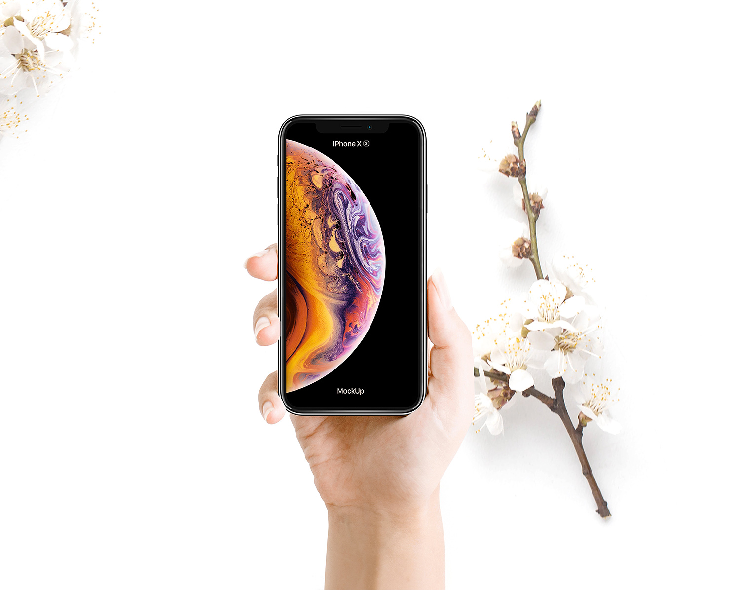Woman Holding Iphone Xs Mockup