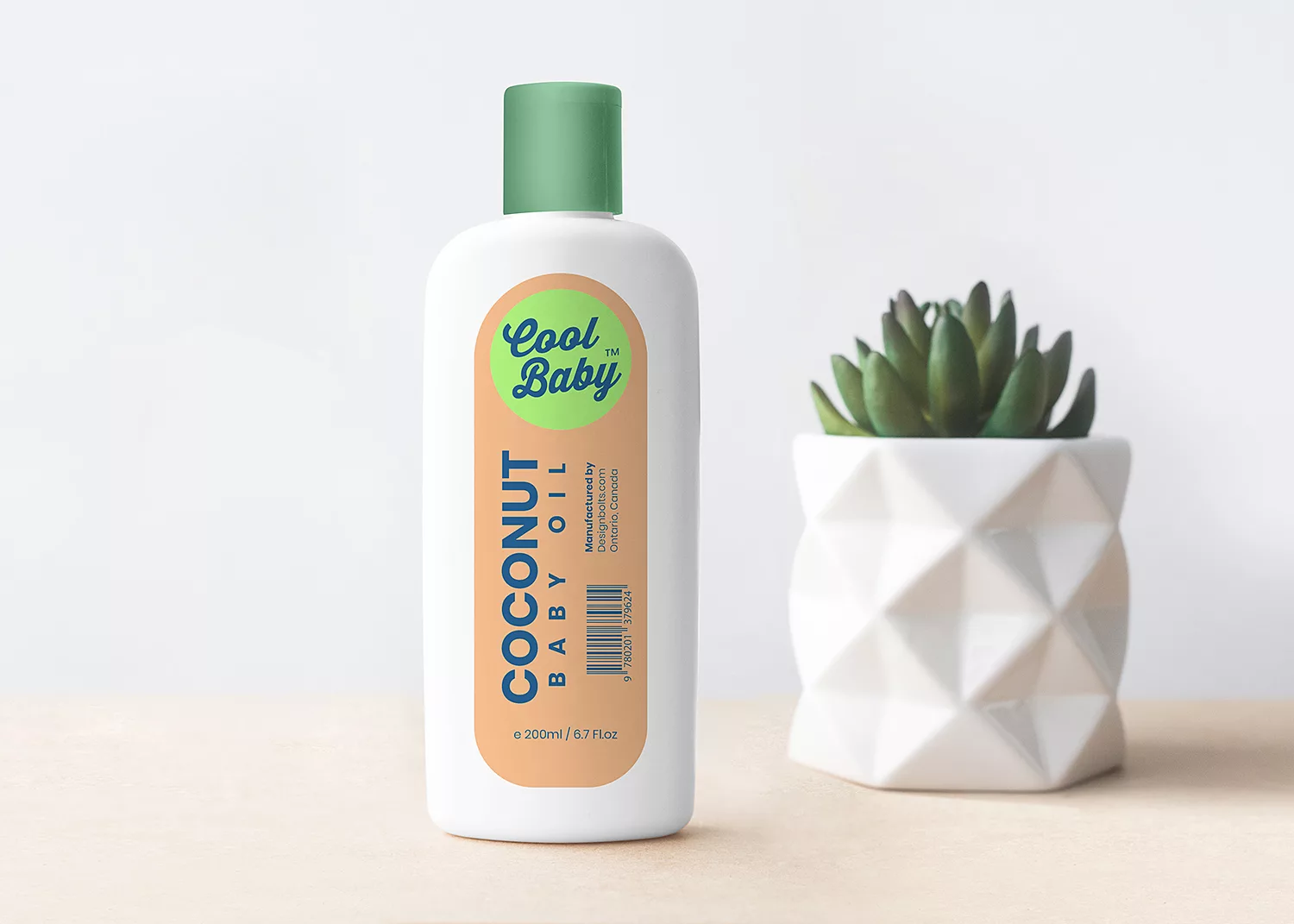 Baby Cream/Oil Plastic Bottle Mockup (PSD)