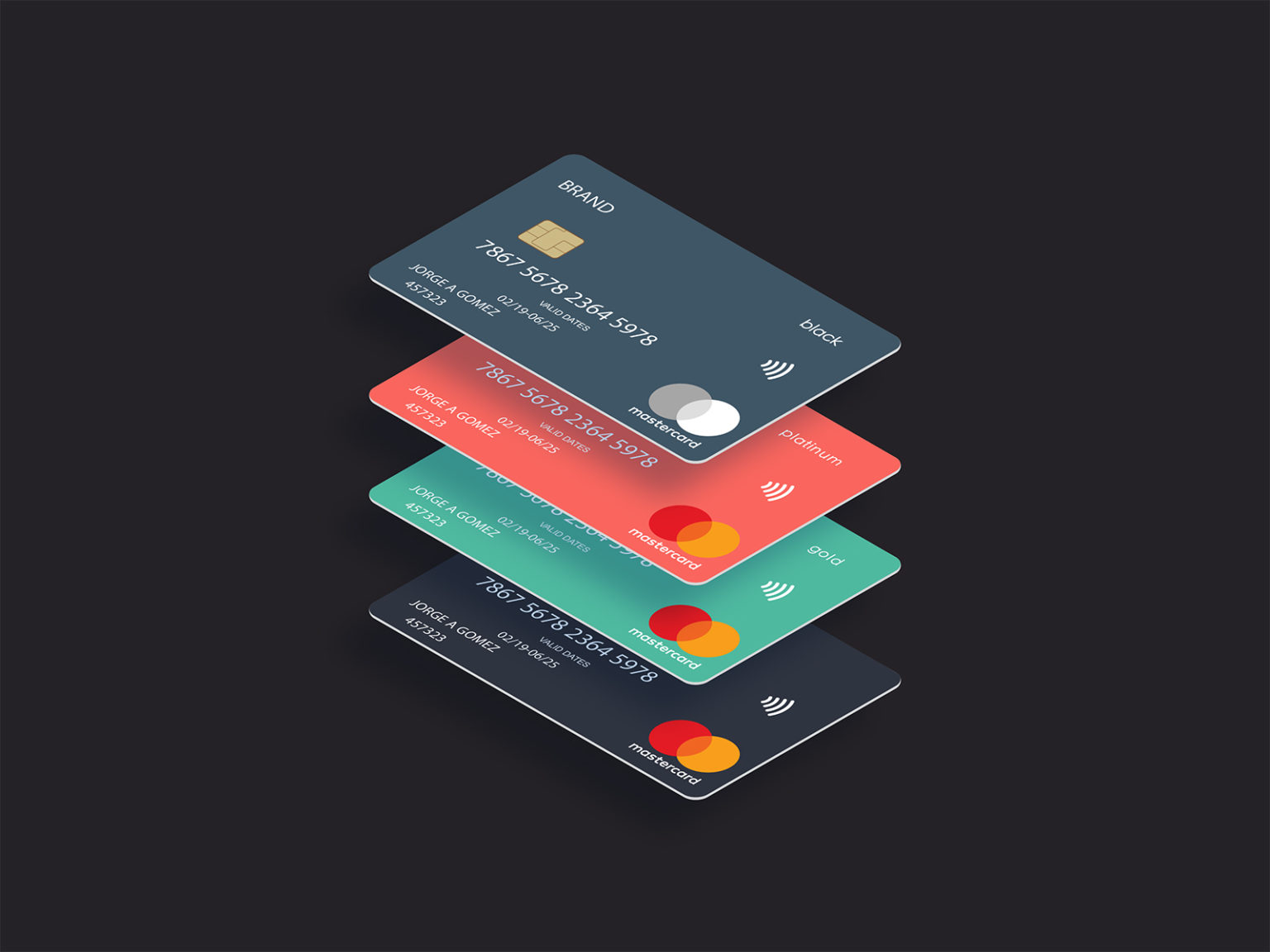 Contactless Credit Card Design Mock-Up | Free Mockup