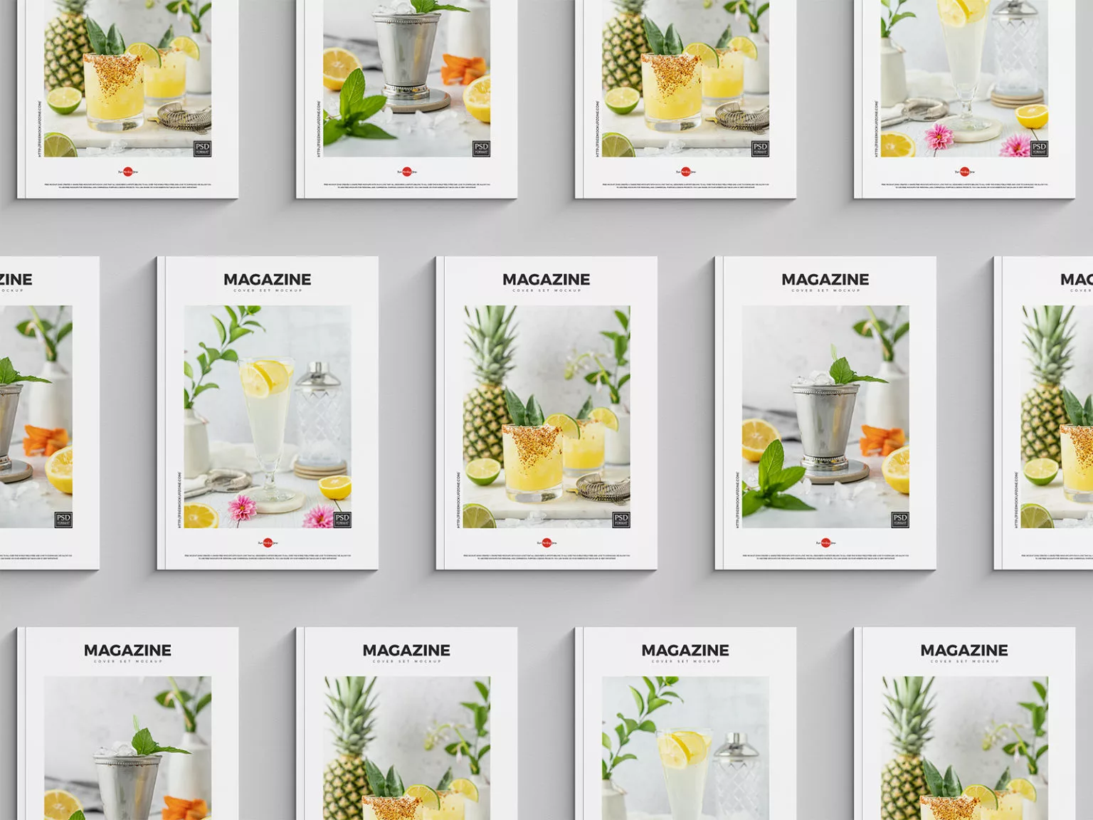 Grid of Magazines Covers Mockup | The Free Mockup
