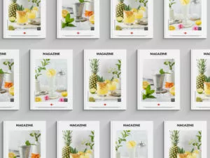 Grid of Magazines Covers Mockup | The Free Mockup