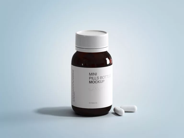 Mini Pills Bottle Mockup | The Free Mockup