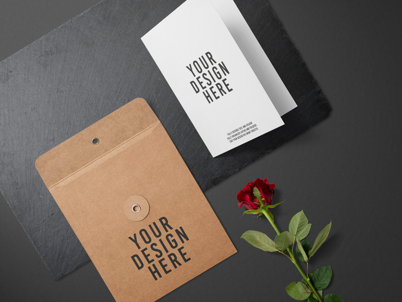 Greeting Card with Envelope Mockup | Free Mockup