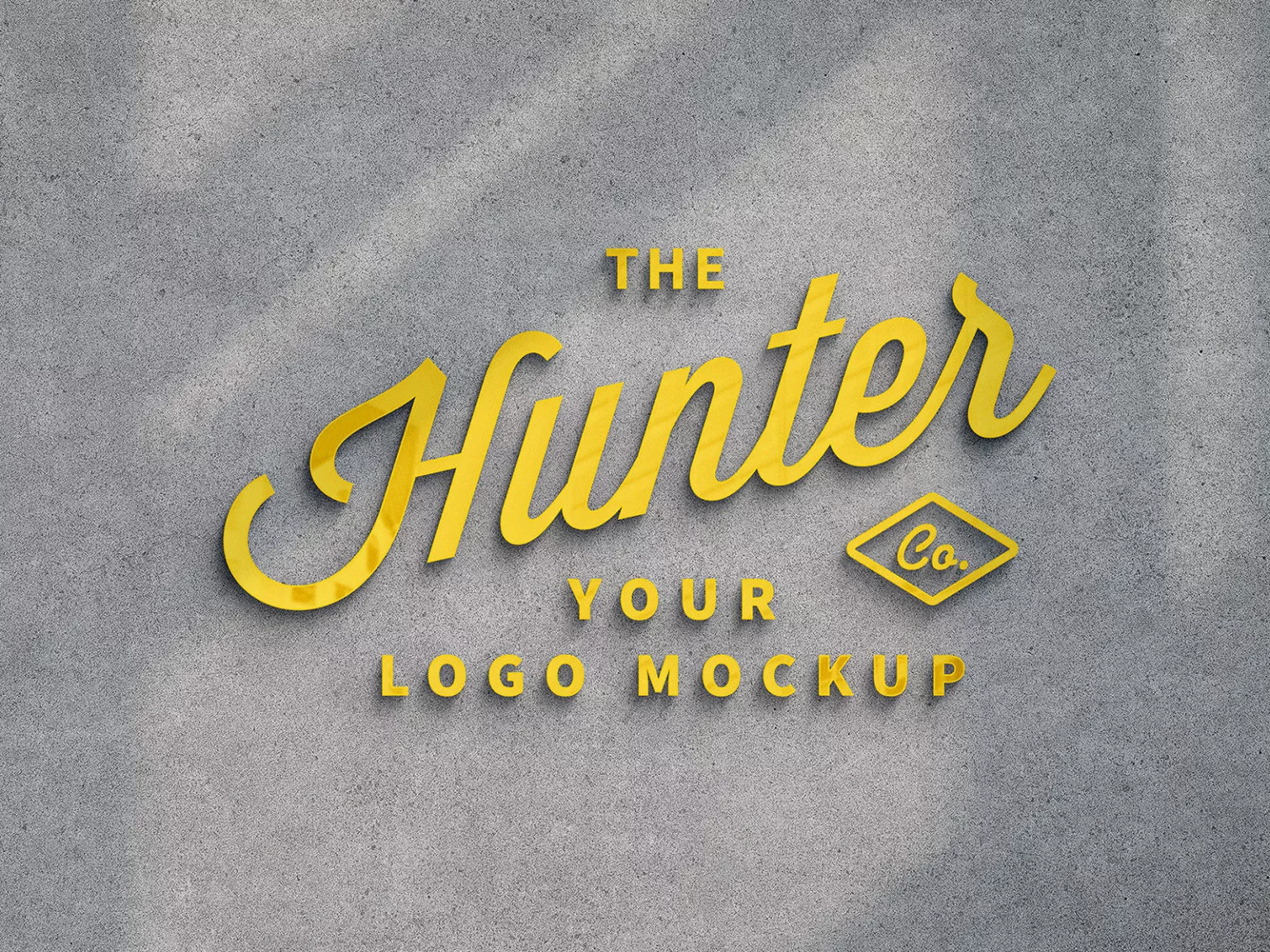 Yellow Glowing Sign Mockup | The Free Mockup