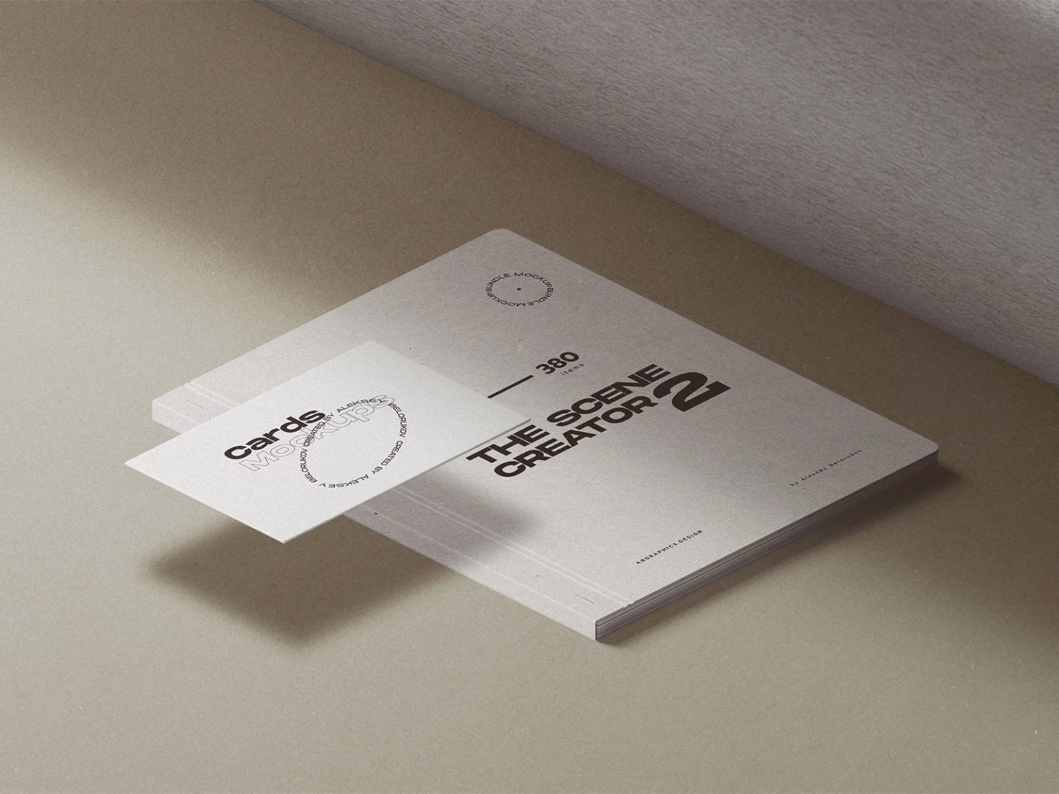 Catalog with Business Card Mockup Scene | Free Mockup