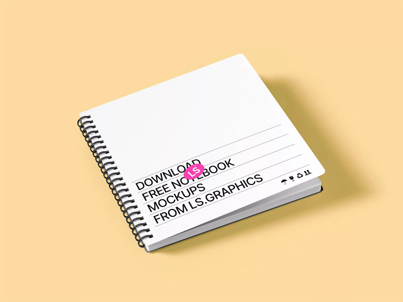 Square Spiral Notebook Mock-Up (Rounded Corners) | The Free Mockup