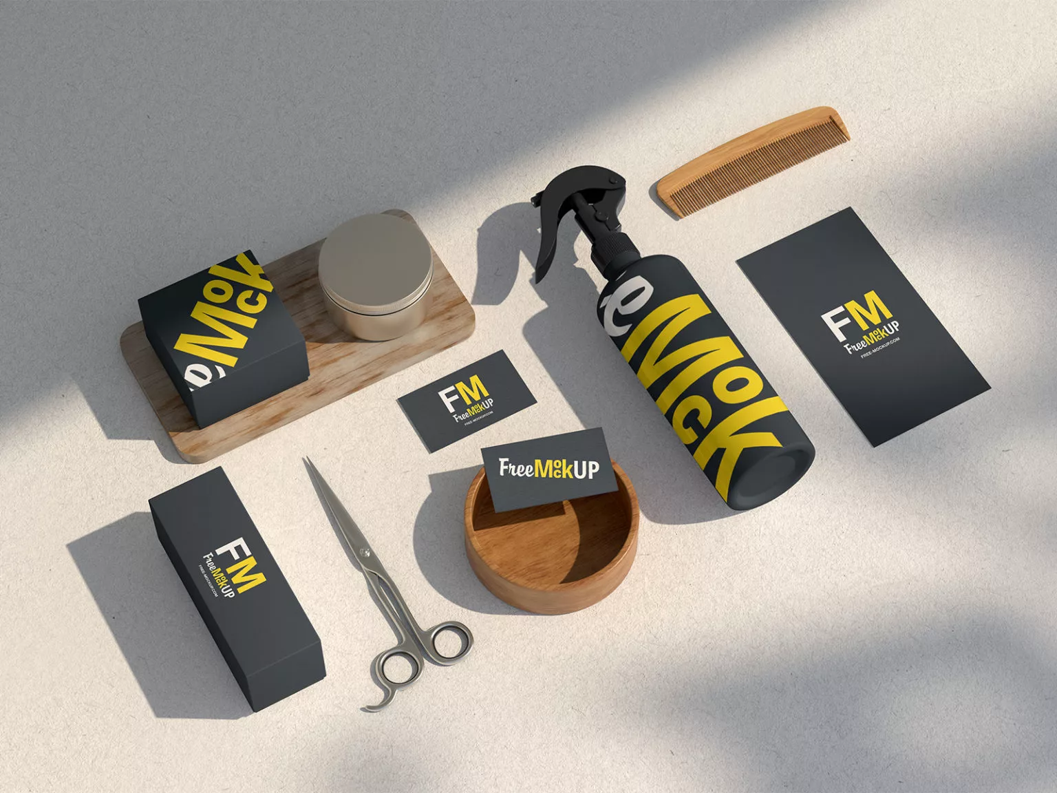 Barber Shop Branding Mockup Set | The Free Mockup