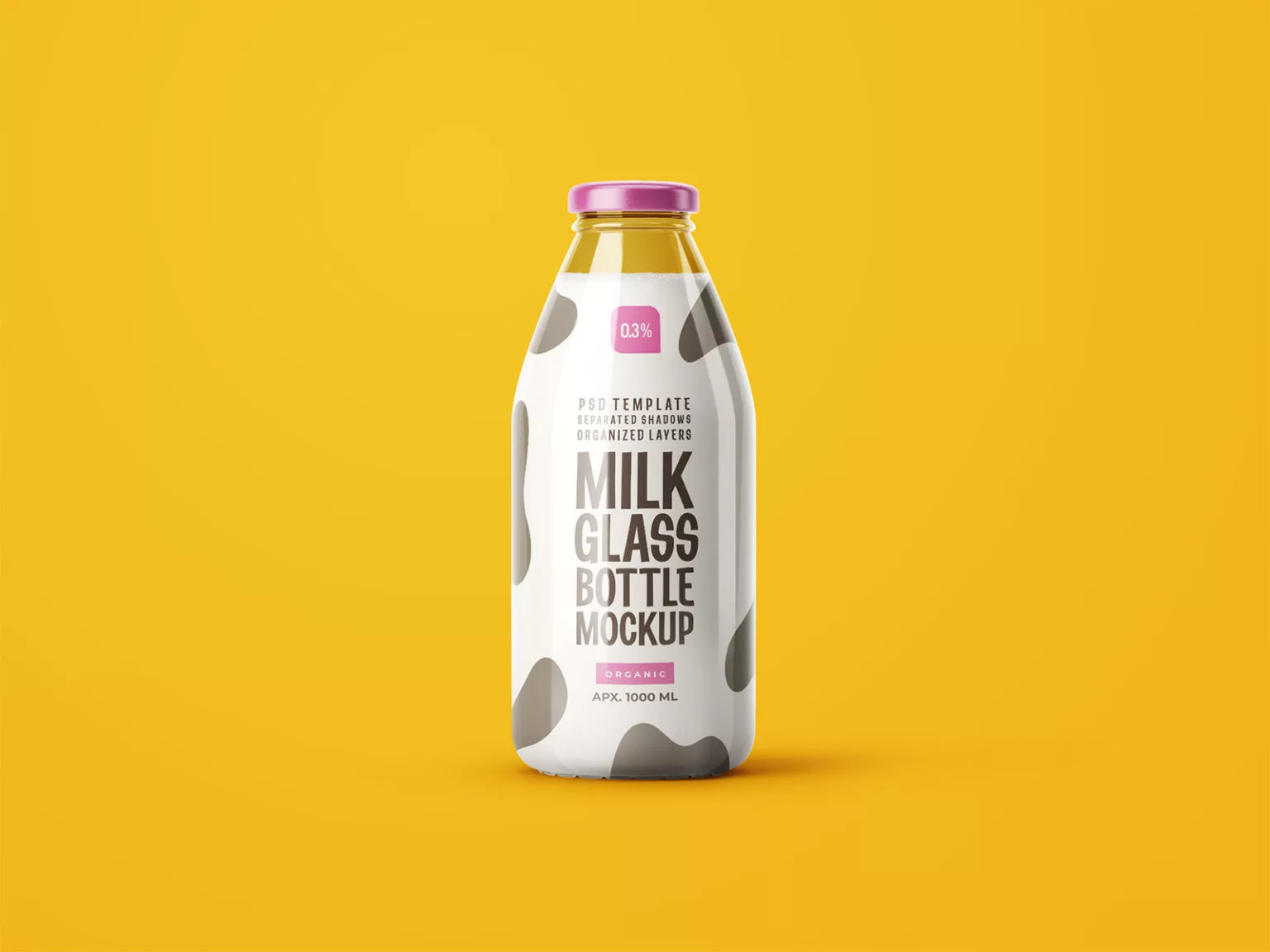 Free Milk Glass Bottle Mock-Up | Free Mockup