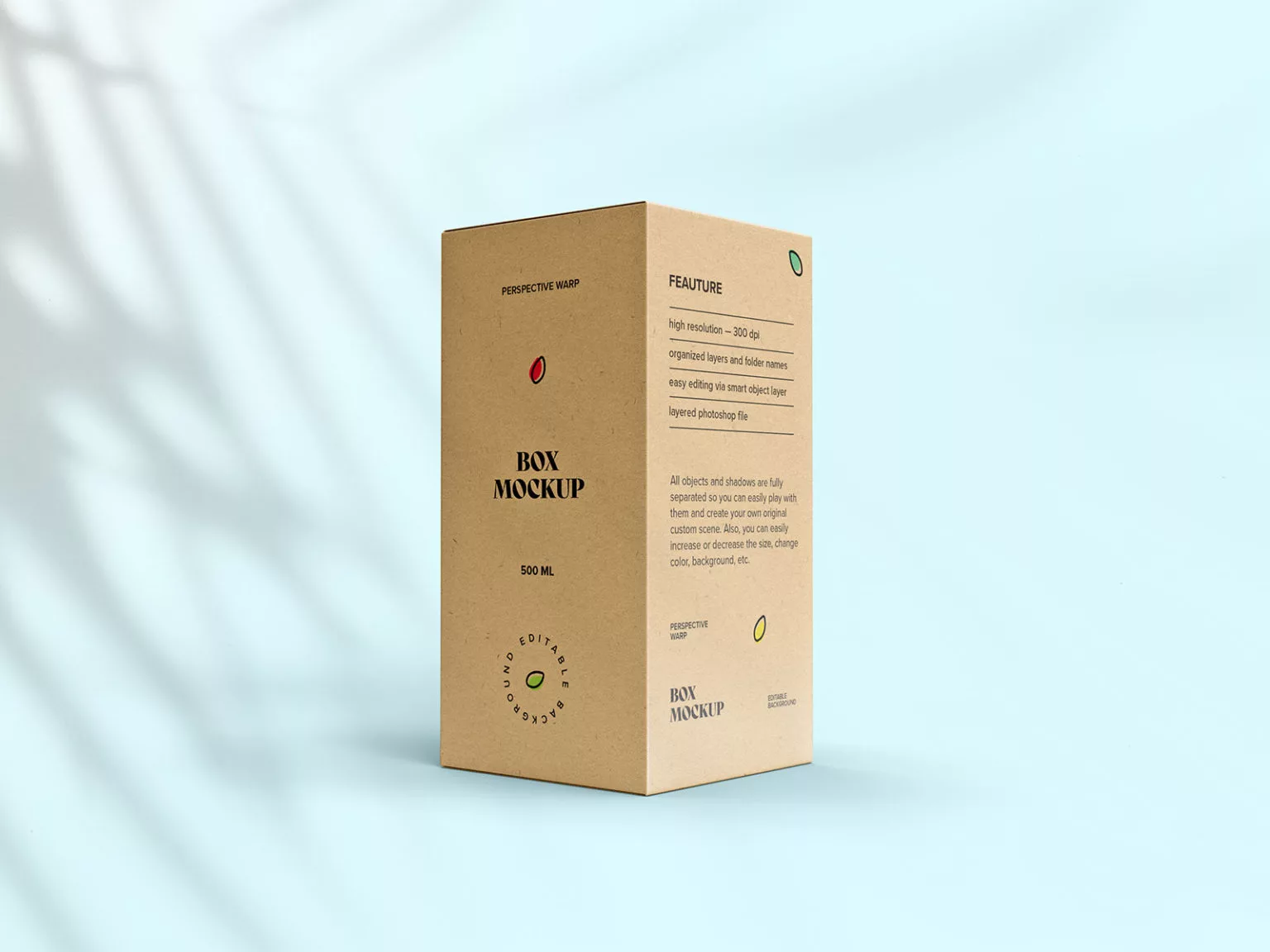 Packaging Box Mockup in Half-Side View | Free Mockup