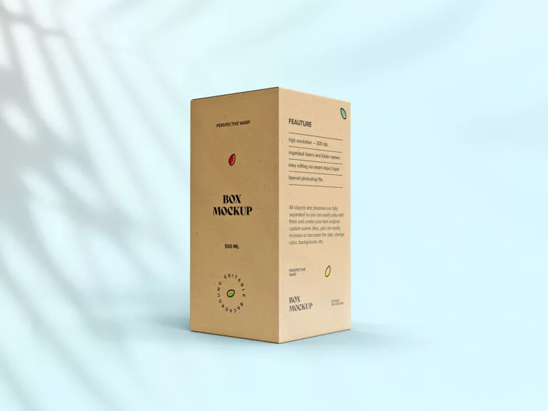 Packaging Box Mockup in Half-Side View | The Free Mockup