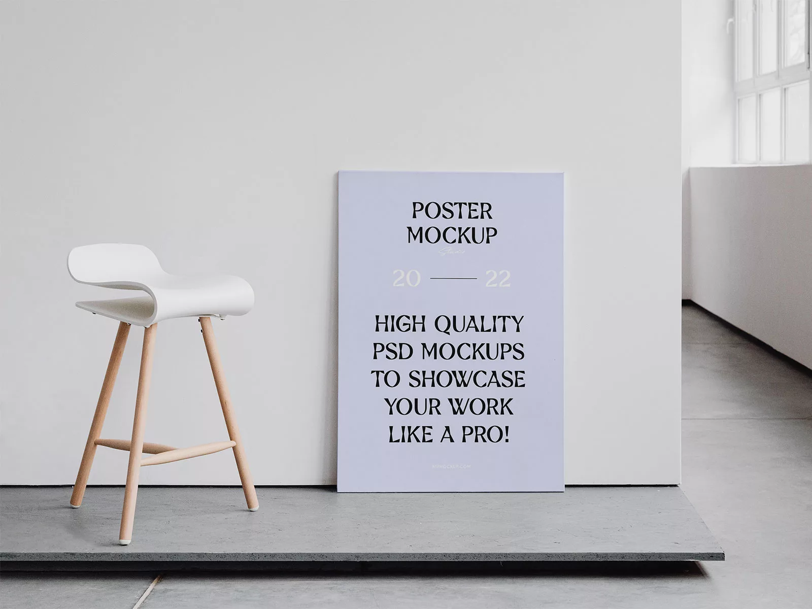 Poster Mockup in a Studio on a Floor | Free-Mockup.com