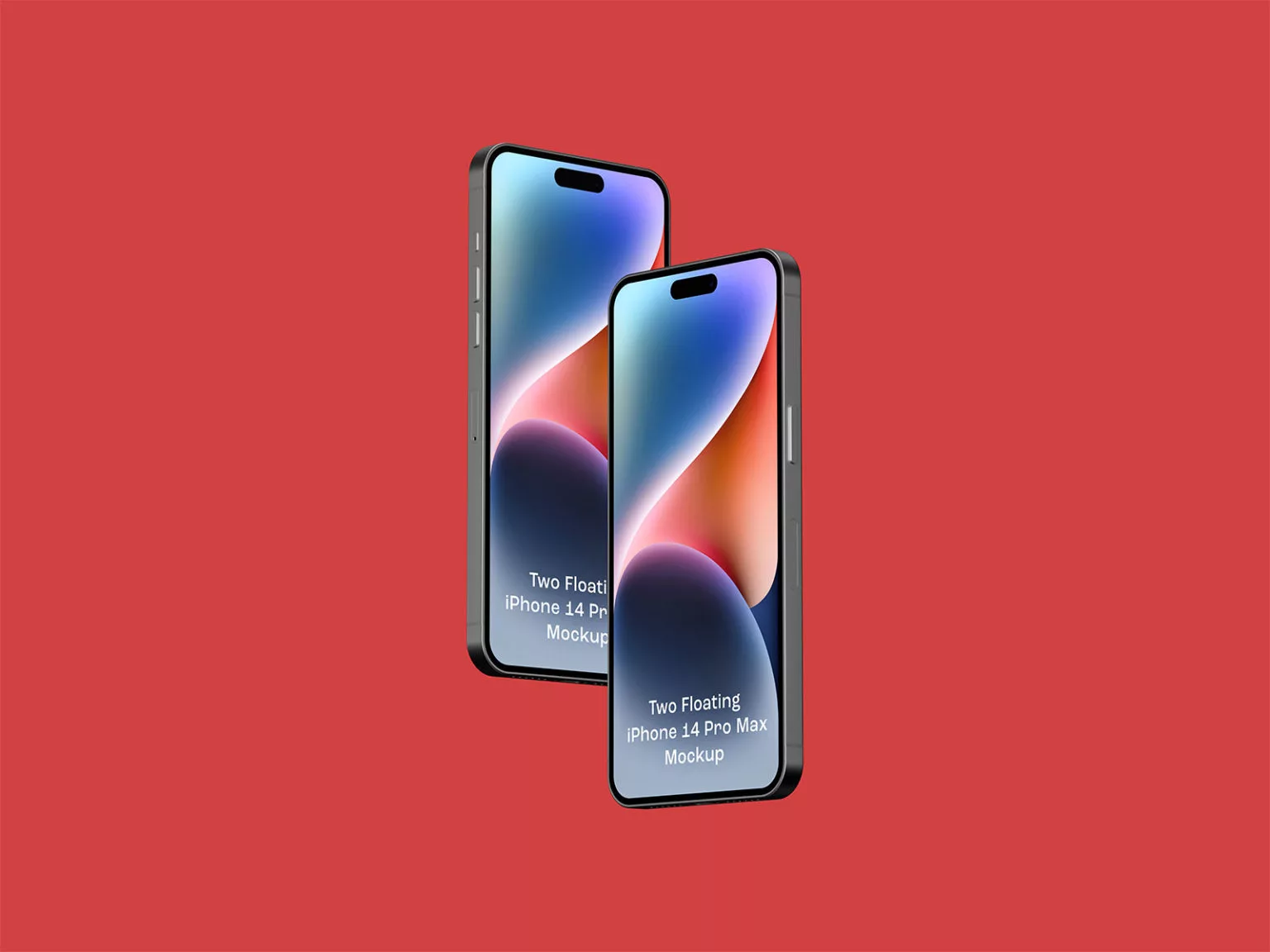 Two Floating iPhone 14 Pro Max Mockup | The Free Mockup