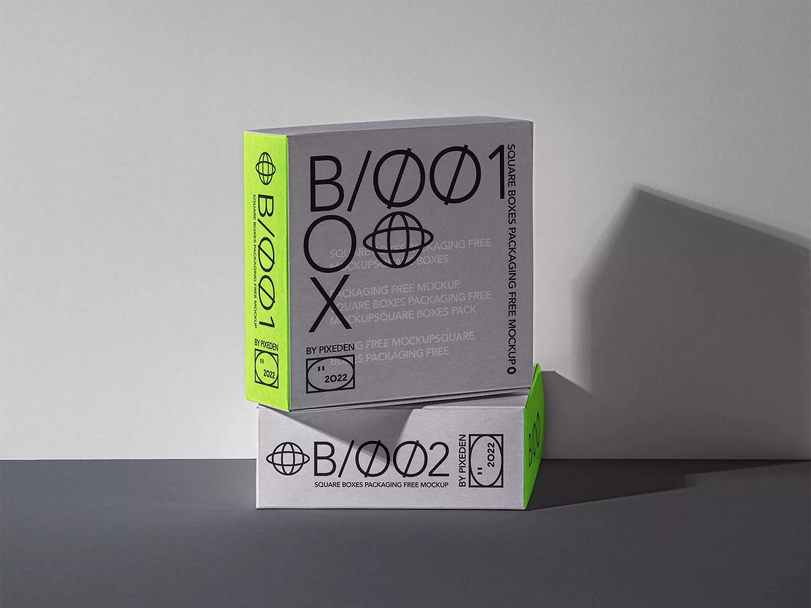 Two Square Box Packaging Mockup PSD Two Square Box Packaging Mockup PSD