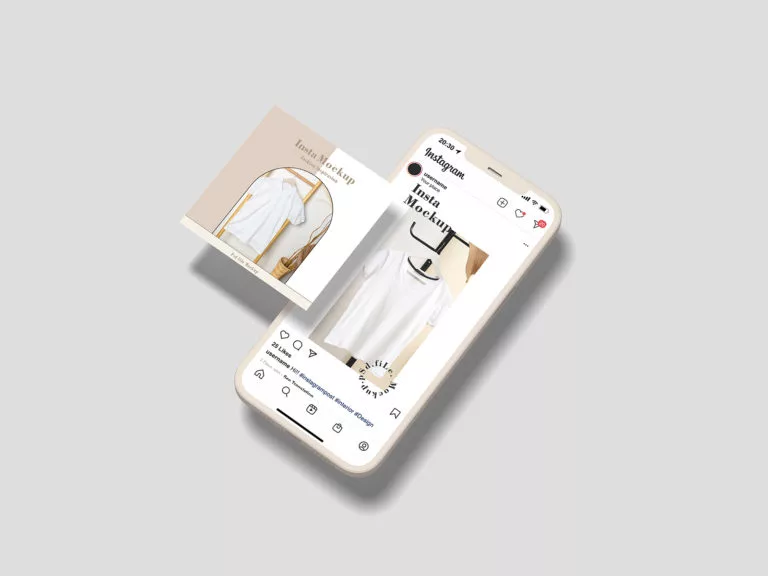Free iPhone with Insta Post Mockup | The Free Mockup