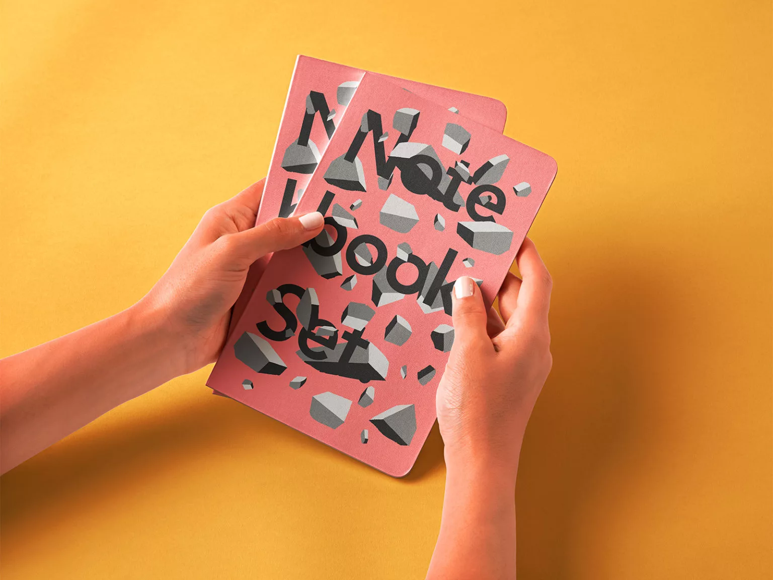 Notebook Stationery Mockup in Hands | The Free Mockup