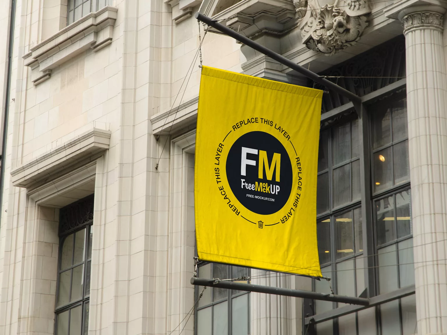 Vertical Outdoor Banner Advertising Mock-Up | Free Mockup