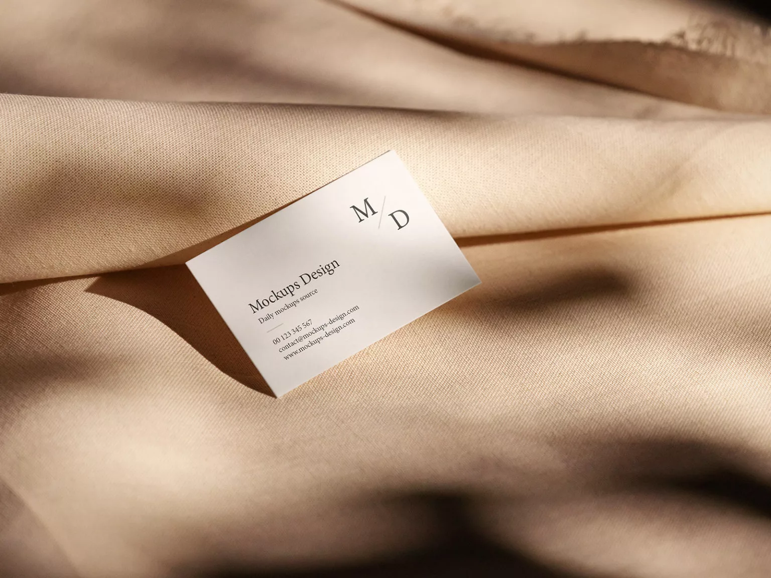 Realistic Business Card Free Mockup on a Fabric | The Free Mockup