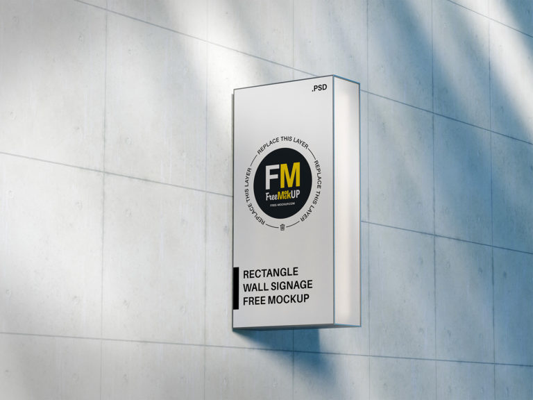 Rectangle Wall Signage Mockup | Free Mockup