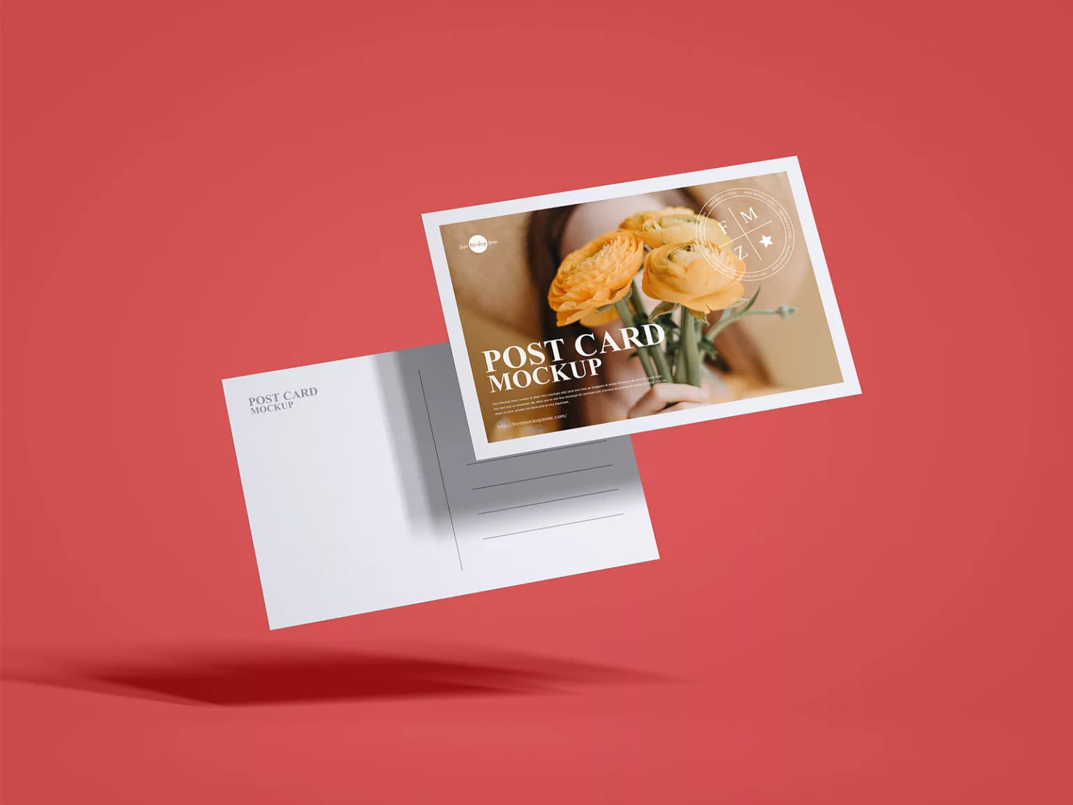 Floating Postcard Mockup Front and Back Side | The Free Mockup