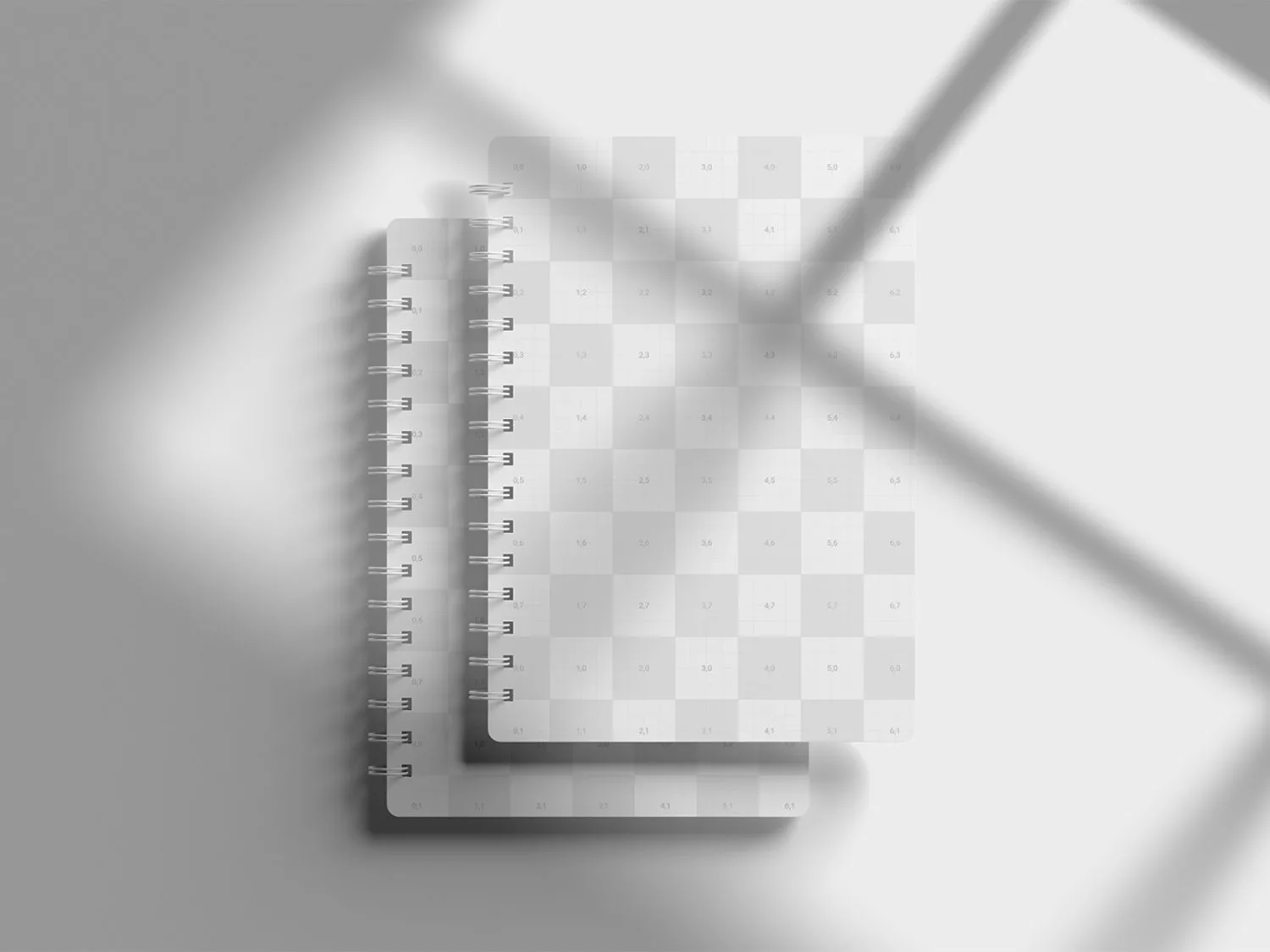 Spiral Notebook Mockup with Shadow Overlay (5 PSD's) | The Free Mockup