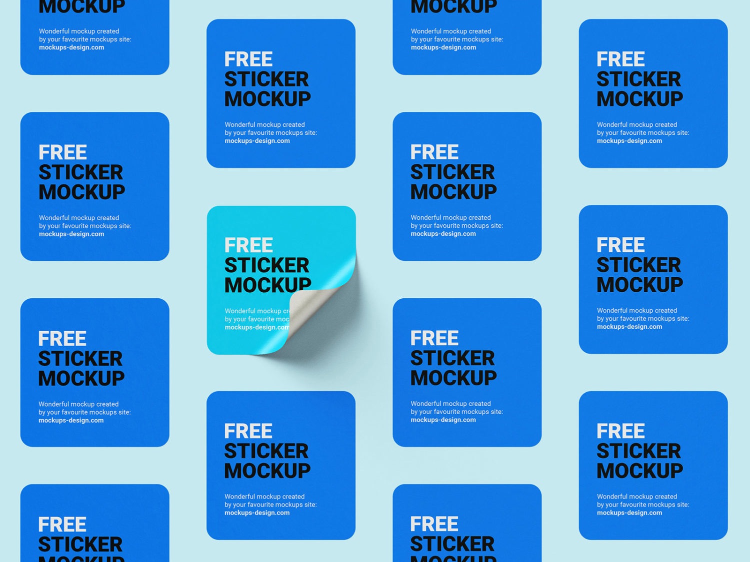 Square Sticker Mockup Set with Rounded Corners