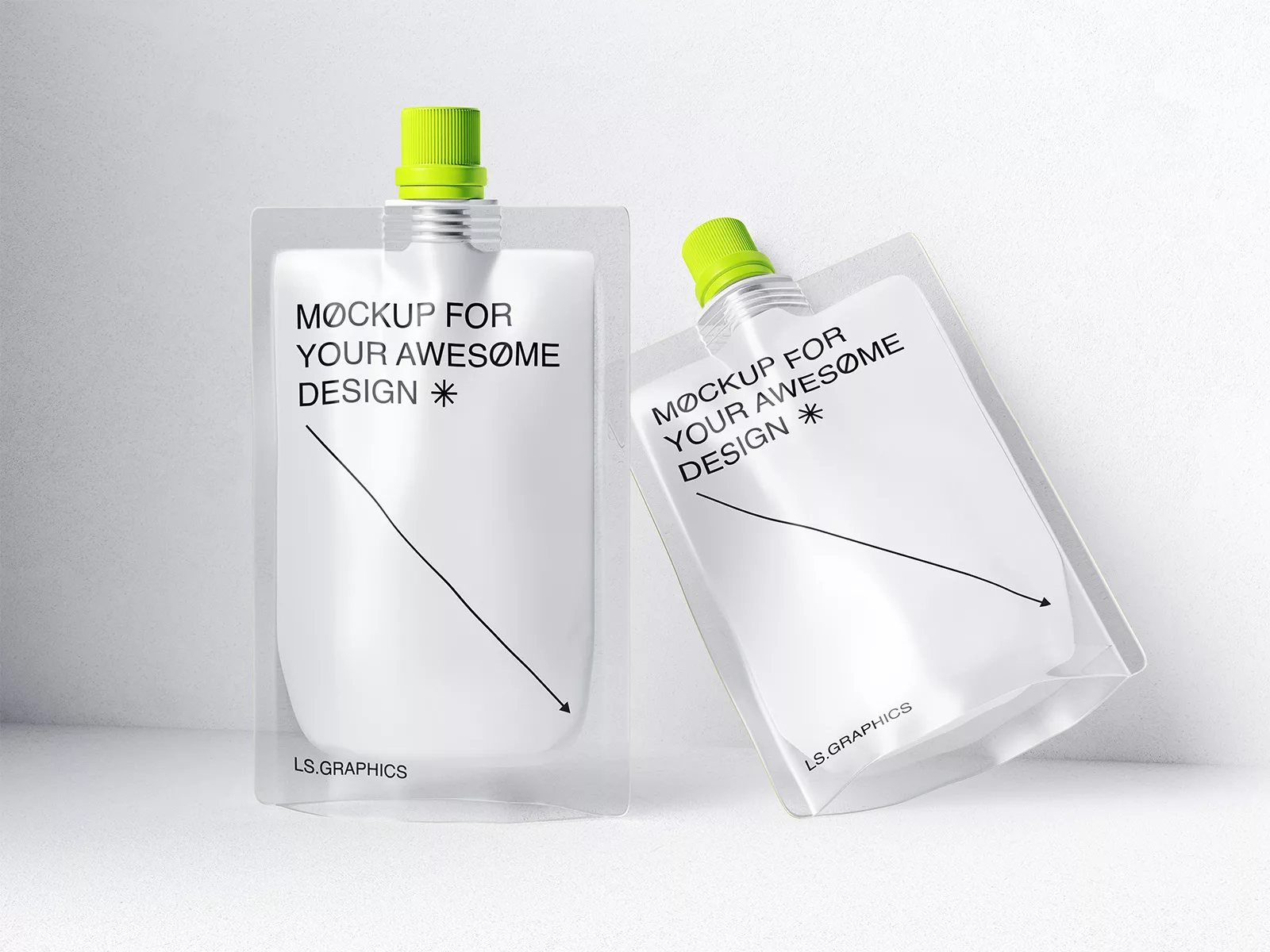 Two Plastic Doypack Pouch with Spout PSD Mockup | The Free Mockup