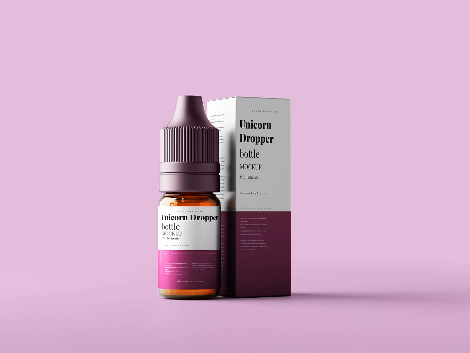 Unicorn Dropper Bottle with Paper Box Mockup | The Free Mockup