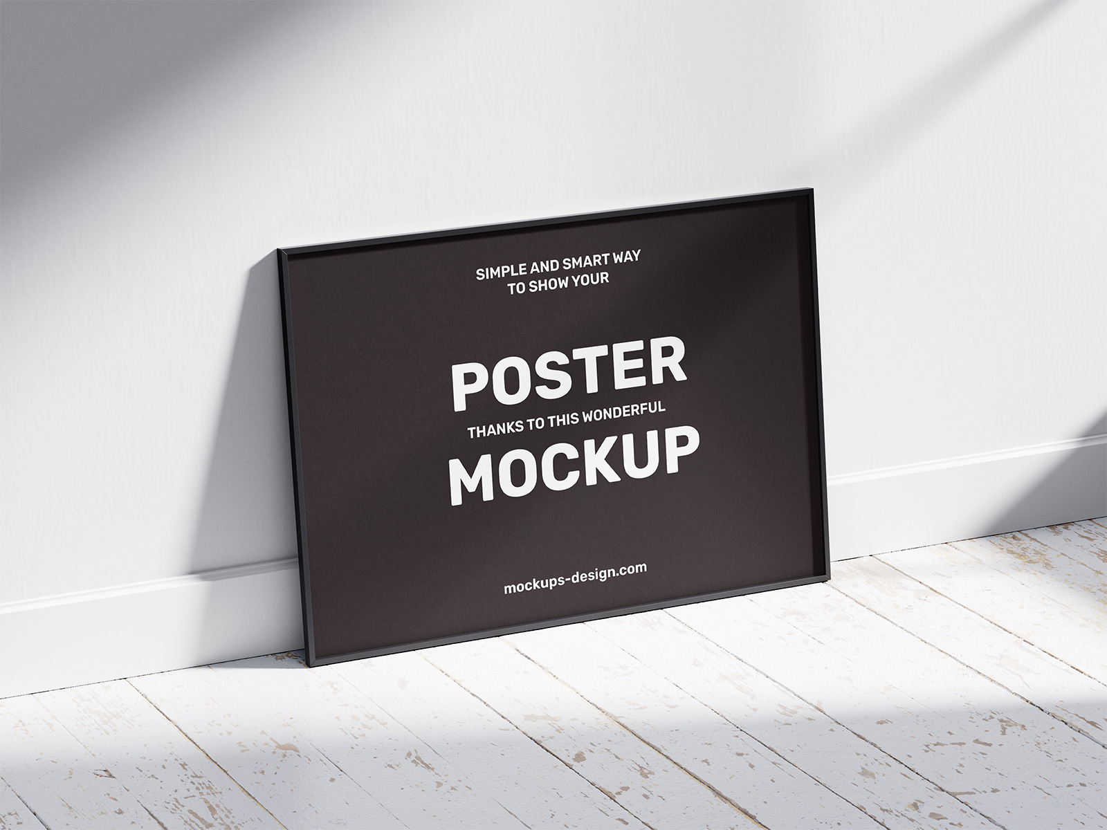 Horizontal Poster Frame Mockup on a Floor | Free Mockup