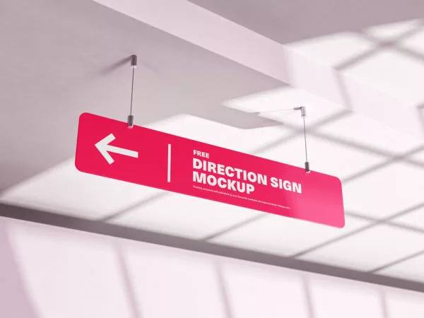 Indoor Direction Sign Mockup | The Free Mockup