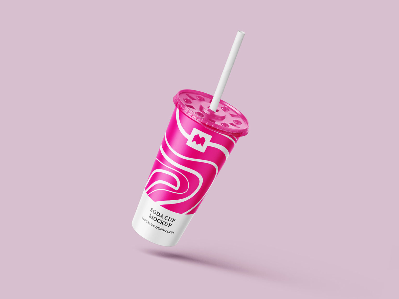 Paper Soda Drink Cup Mockup with Straw Set | Free Mockup
