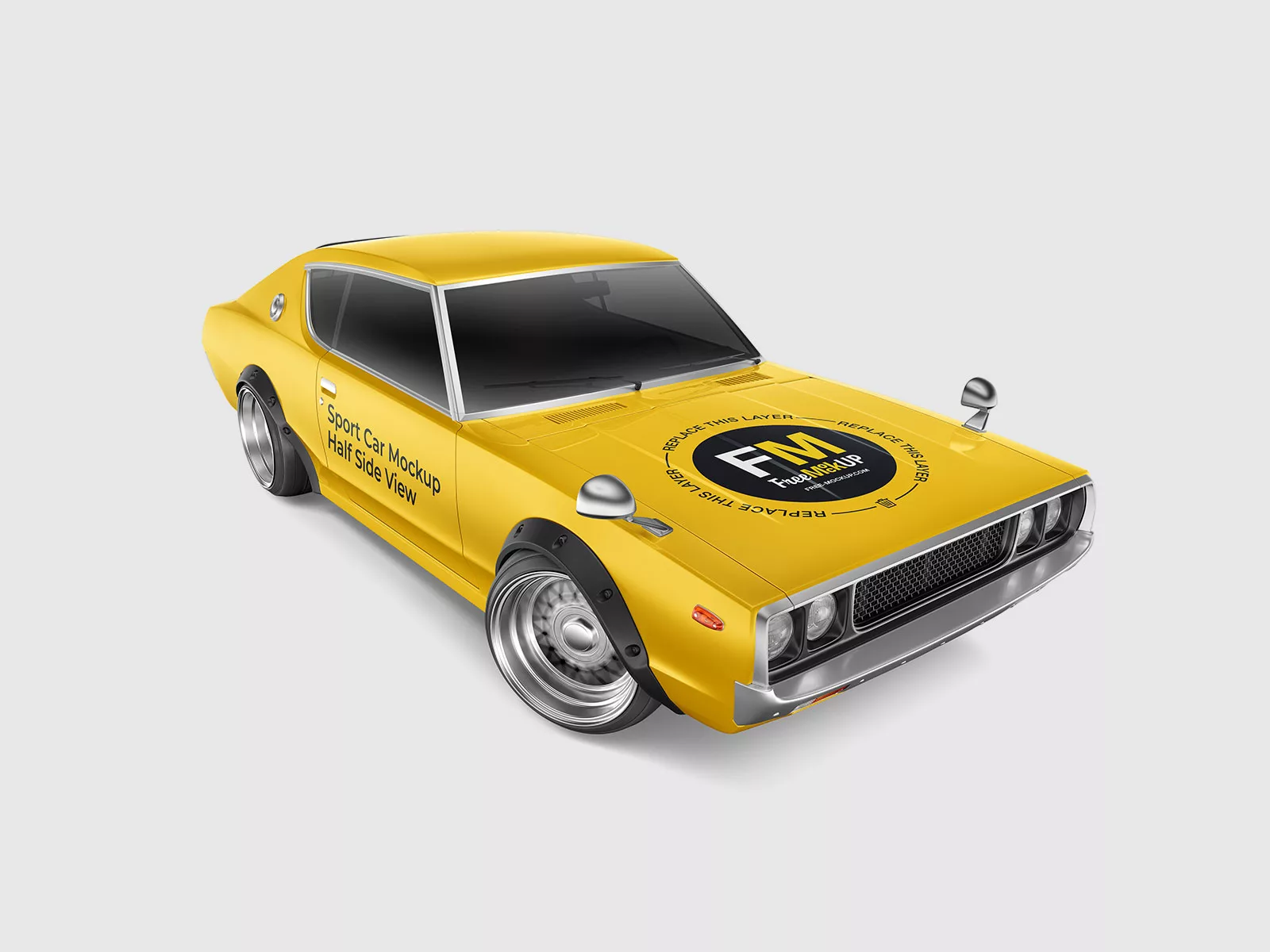 Retro Sport Car Mockup Half Side View Free Mockup