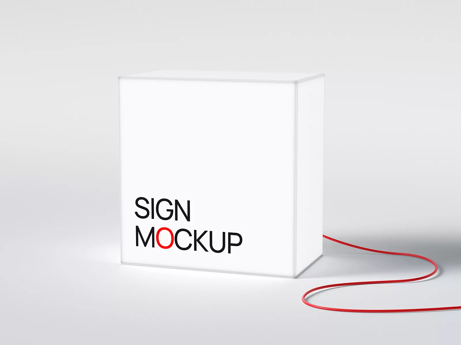 Square Lightbox Sign Mockup Lying on a Surface | The Free Mockup