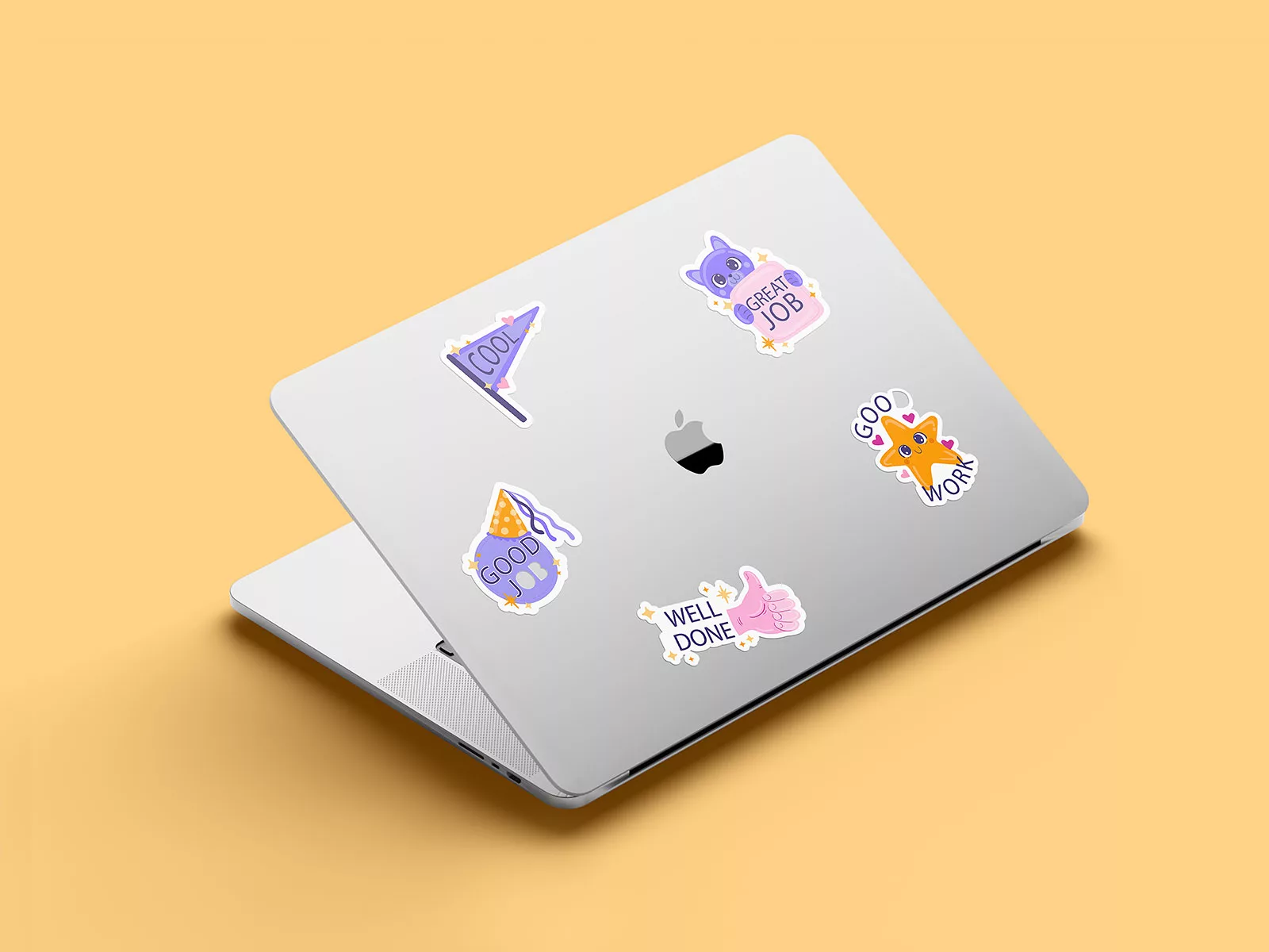 Aesthetic Laptop Sticker Mockup Set | The Free Mockup