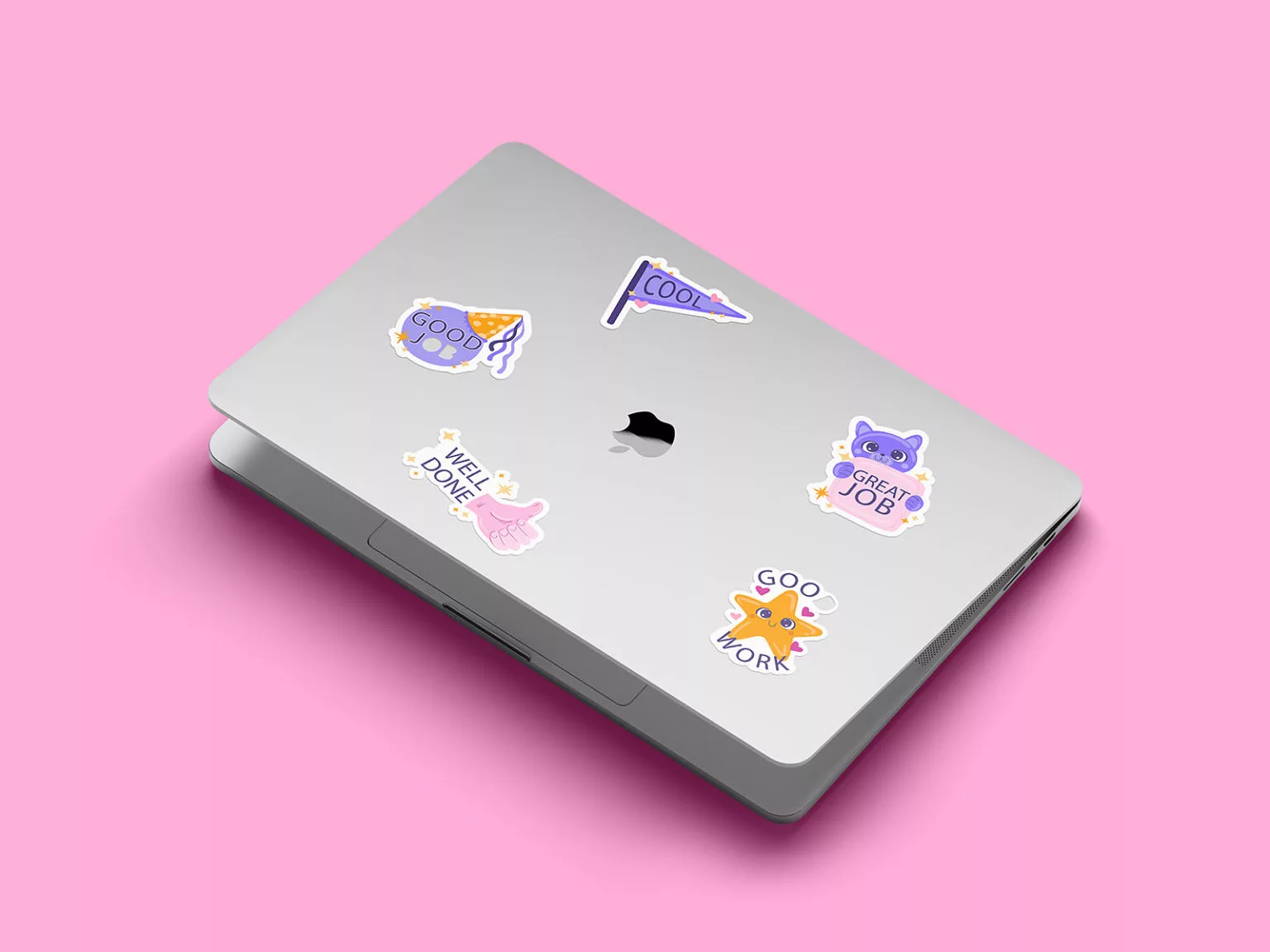 Aesthetic Laptop Sticker Mockup Set | The Free Mockup