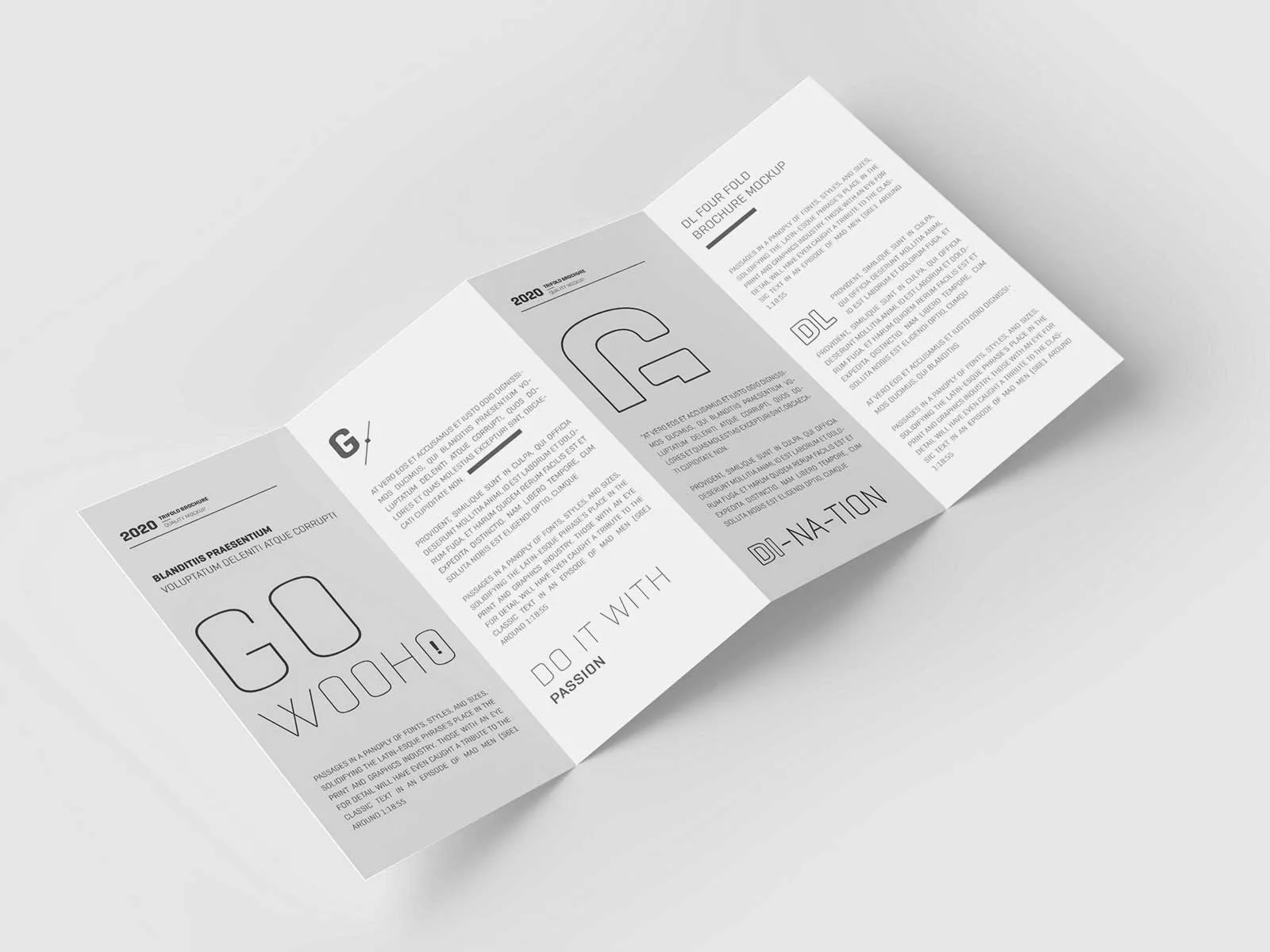 DL 4 Fold Brochure Mockups | The Free Mockup