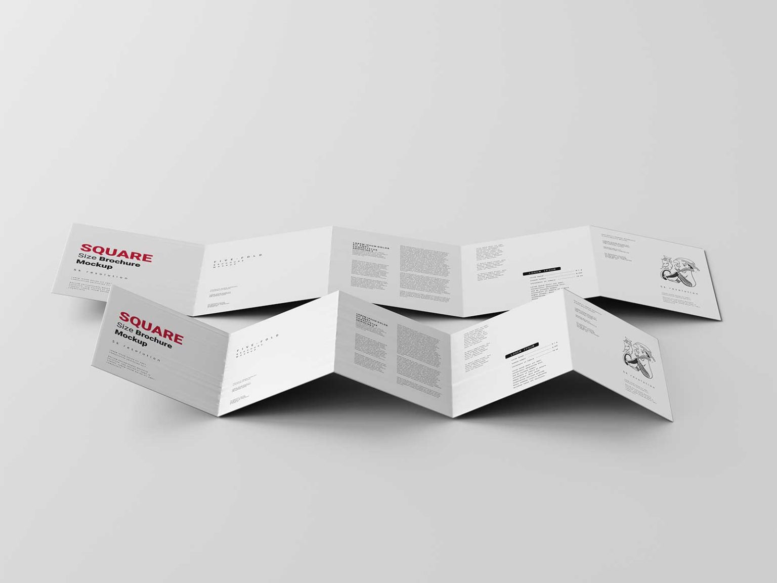 Five-Fold Square Brochure Mockups | Free Mockup
