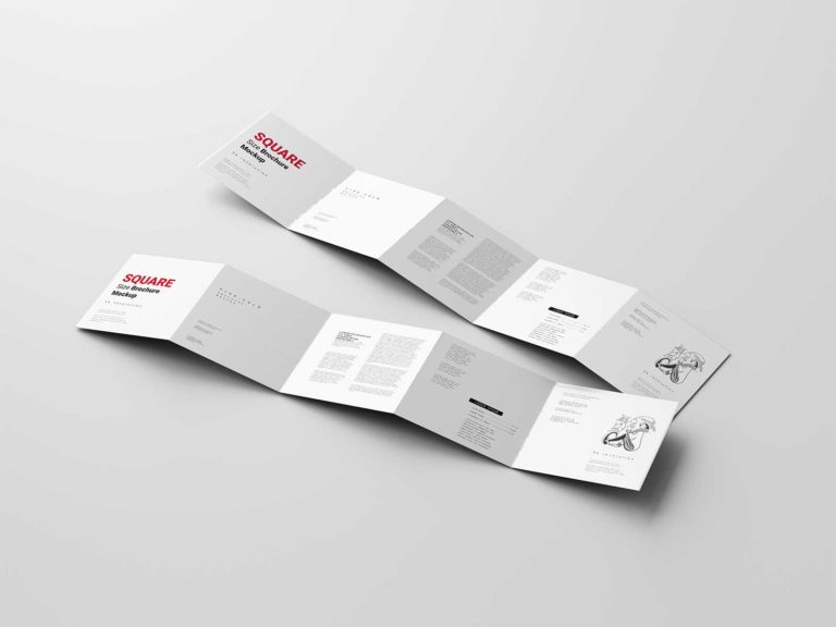 Five-Fold Square Brochure Mockups | Free Mockup