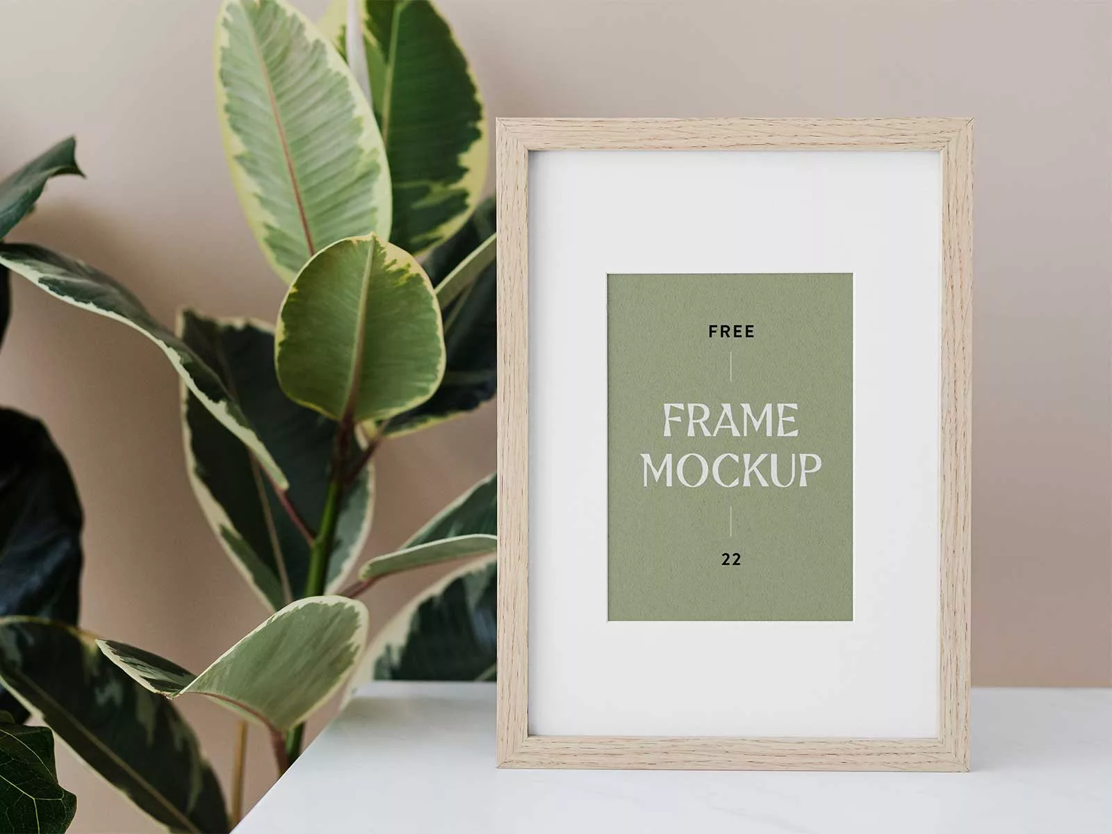 Wood Frame Mockup PSD with Plant | The Free Mockup