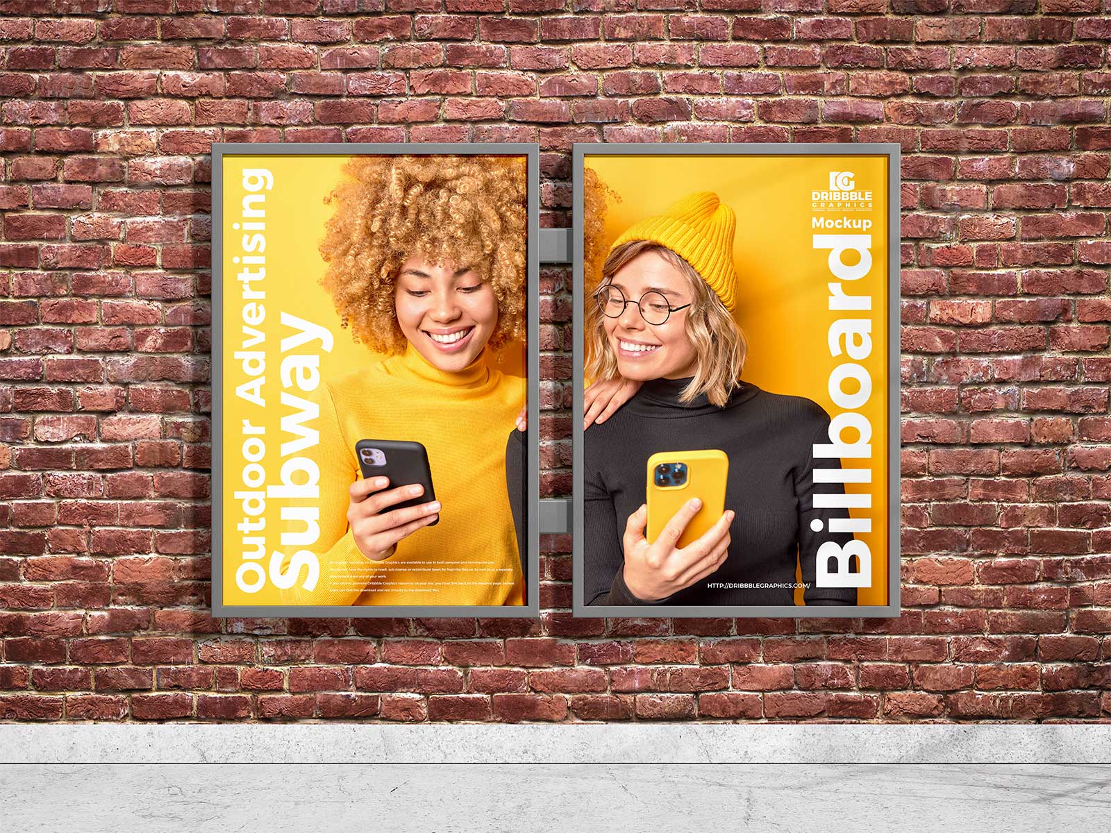 City Poster Mockups on Brick Walls | Free Mockup