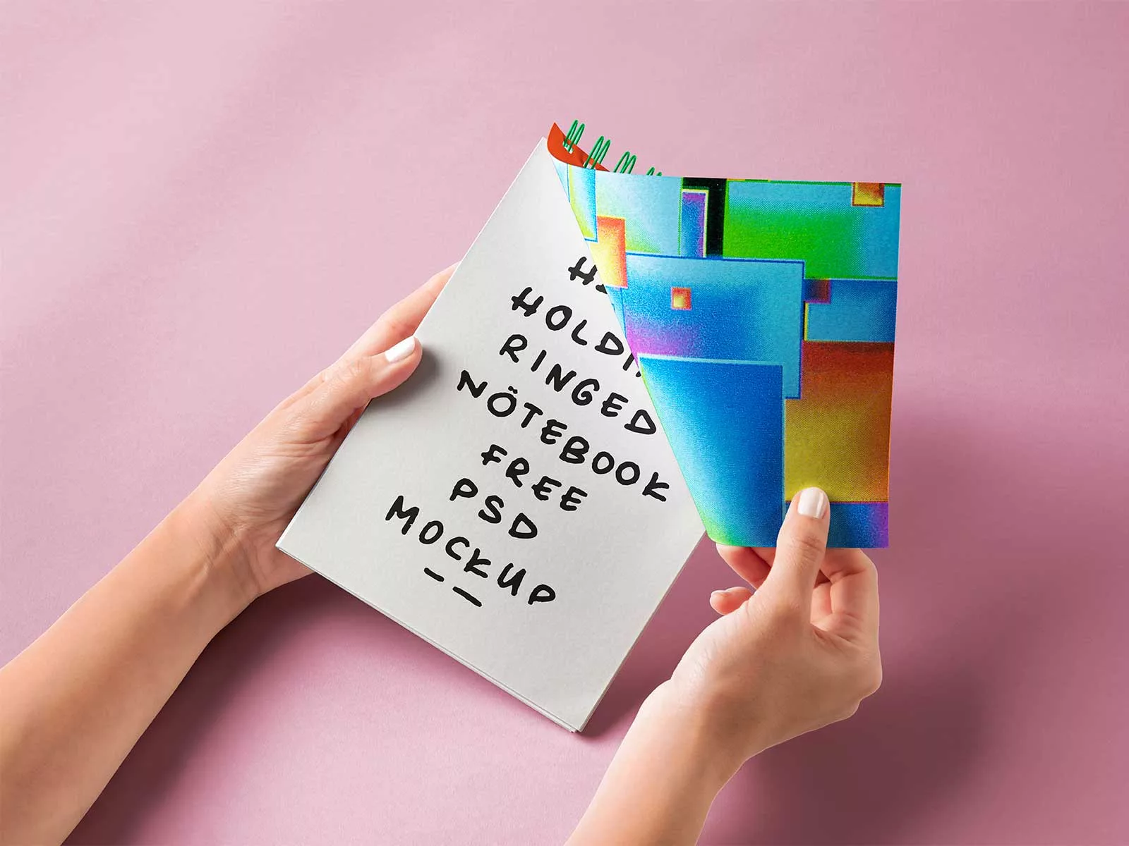 Hand Holding Ringed Notebook Mockup | The Free Mockup