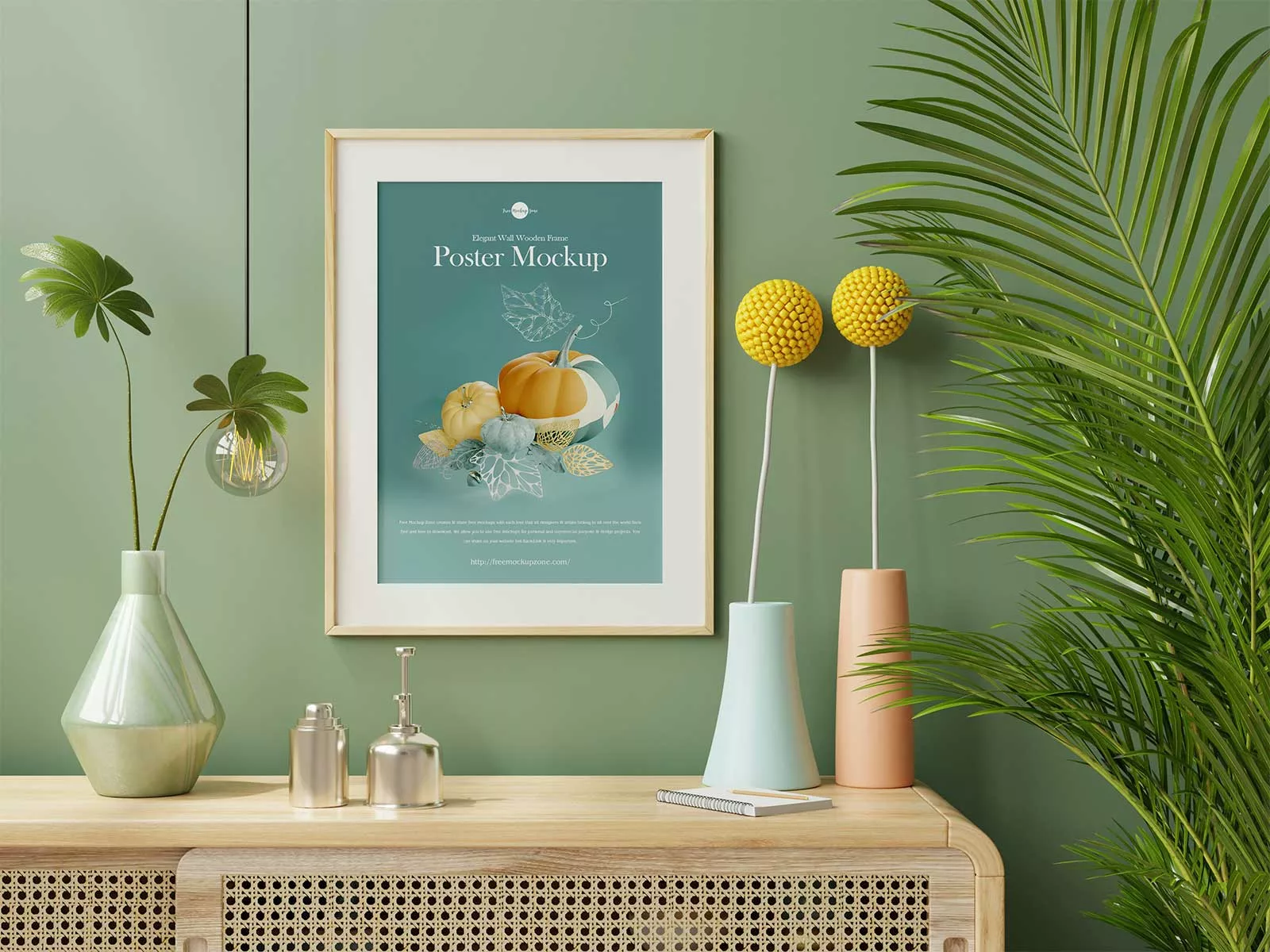 Wooden Frame Poster Mockup The Free Mockup