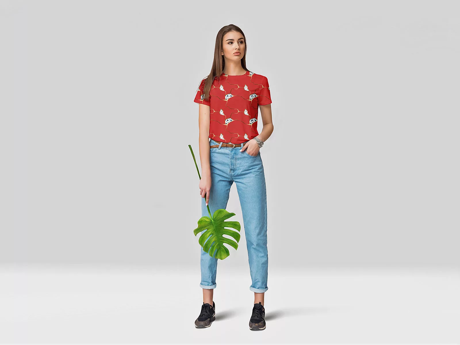 Female T-shirt Mockup Sample | The Free Mockup